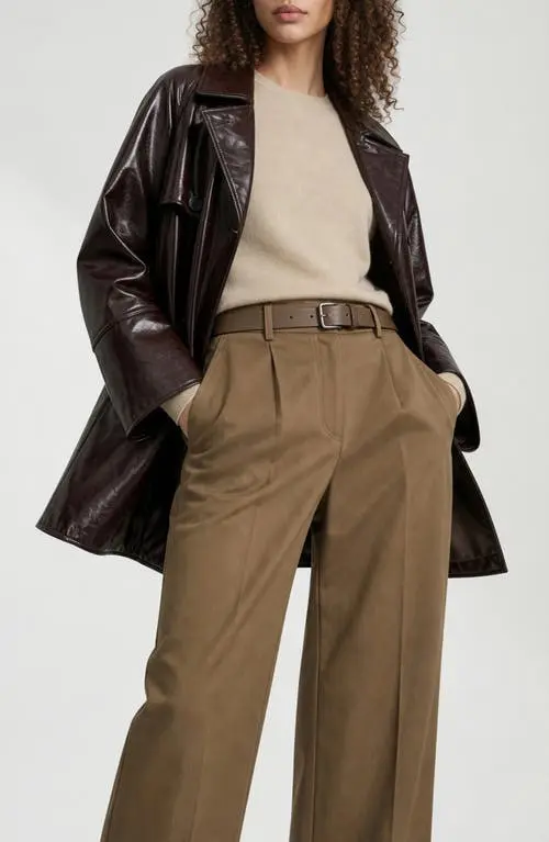 NOIZE Bridget Faux Leather Trench Coat - Coffee
