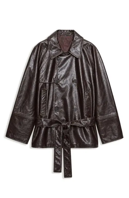 NOIZE Bridget Faux Leather Trench Coat