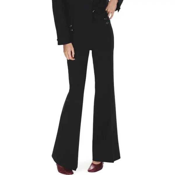 Mango Slim Fit Frog Fastening Wide Leg Pants - Black