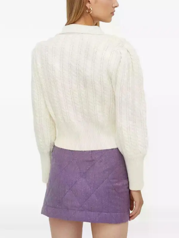Beatrice B Cable-knit Polo-collar Sweater