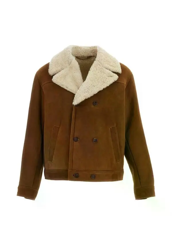 EMMETI Double-breasted Shearling-collar Jacket