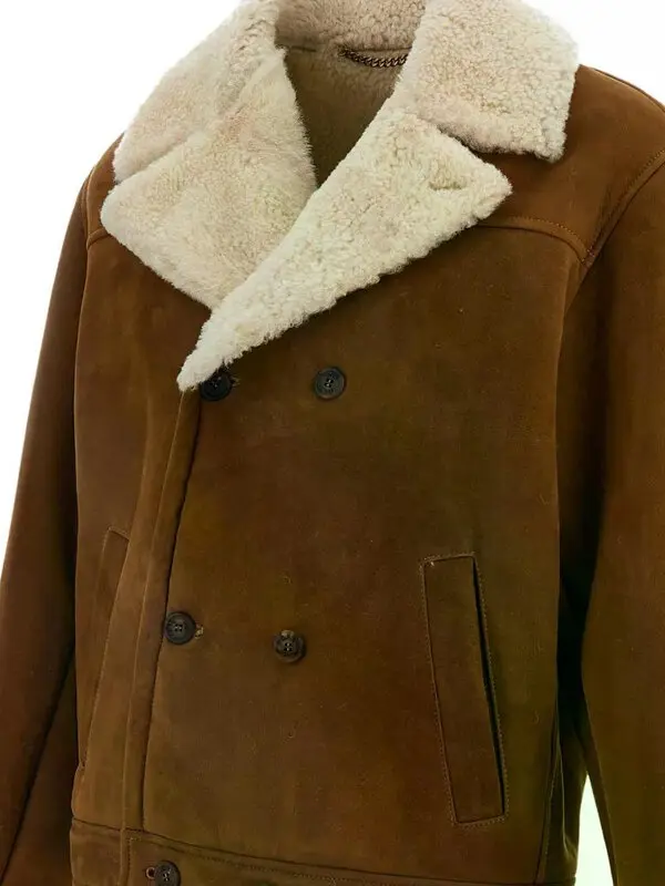 EMMETI Double-breasted Shearling-collar Jacket