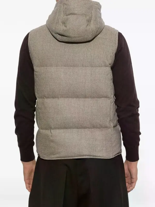 Eleventy Check Padded Gilet - Neutrals