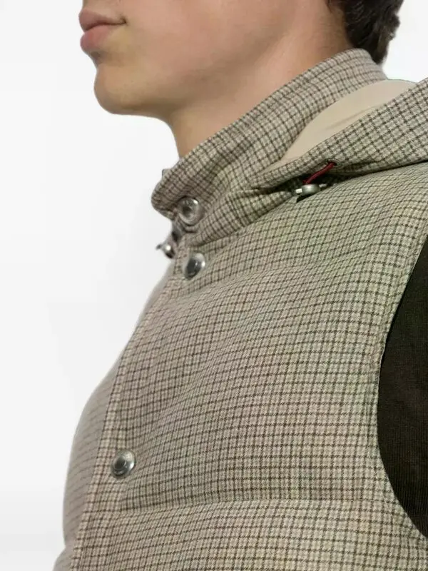 Eleventy Check Padded Gilet - Neutrals