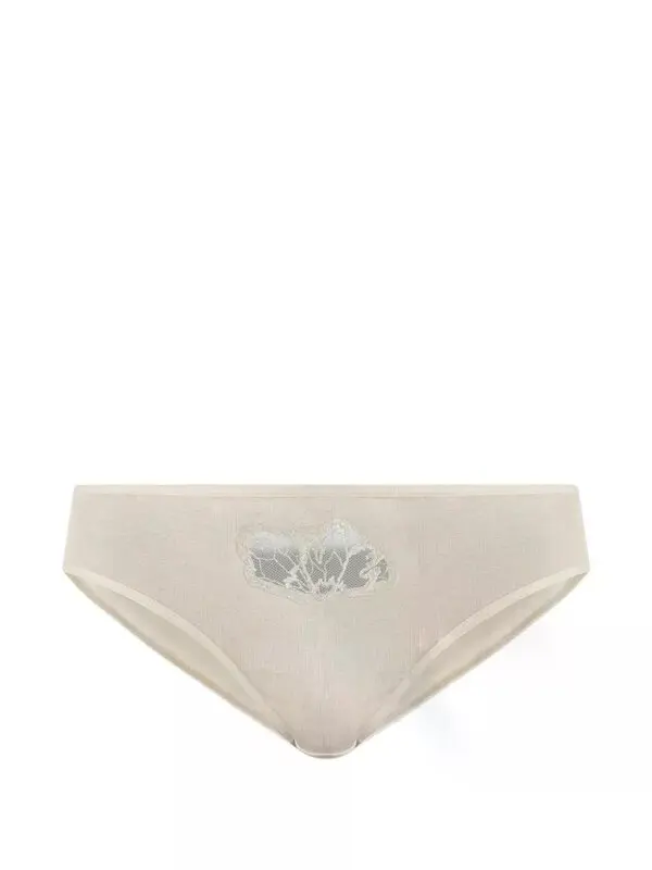 Hanro Belen Lace-embellished Cotton Briefs - Neutrals