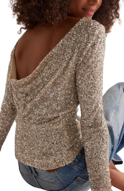 Free People Intimately Fp Leading The Way Sequin Long Sleeve Tee - Silver