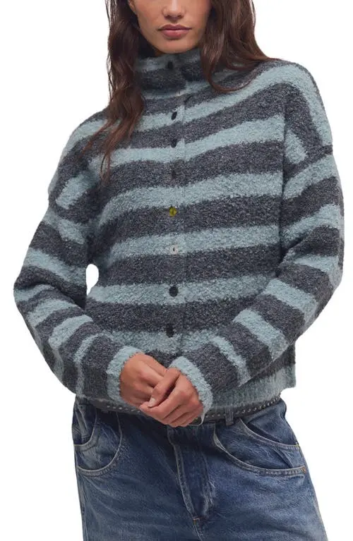 Free People Button Collection Mock Neck Cardigan - Storm Cloud