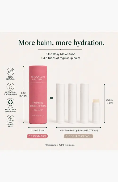 BROOKLYN NEUTRAL Oversized Rosy Melon Tinted Lip And Cheek Balm