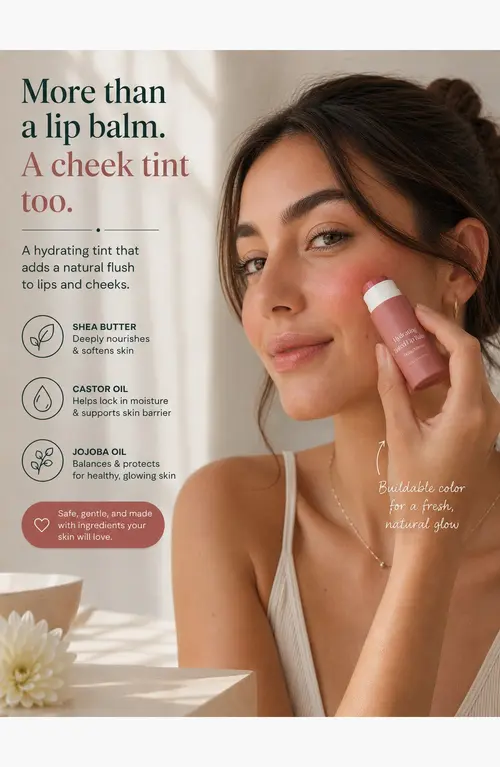 BROOKLYN NEUTRAL Oversized Rosy Melon Tinted Lip And Cheek Balm
