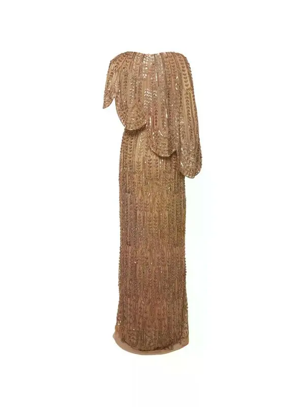 Elisabetta Franchi Embellished Asymmetric Cape Midi Dress