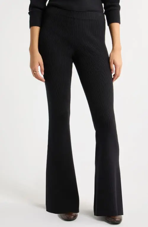 OPEN EDIT Softluxe Flare Leg Sweater Pants - Black