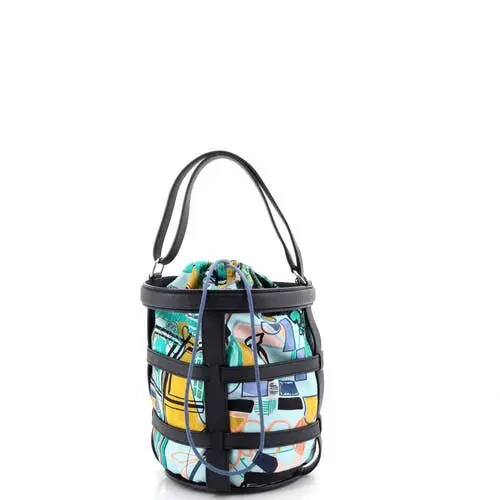 Hermès Musardine Bucket Bag Printed Silk With Leather