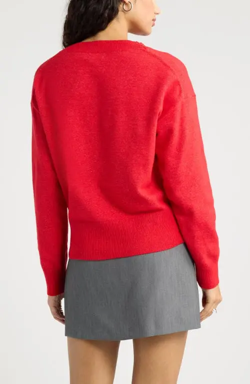 OPEN EDIT V-neck Sweater - Red Salsa
