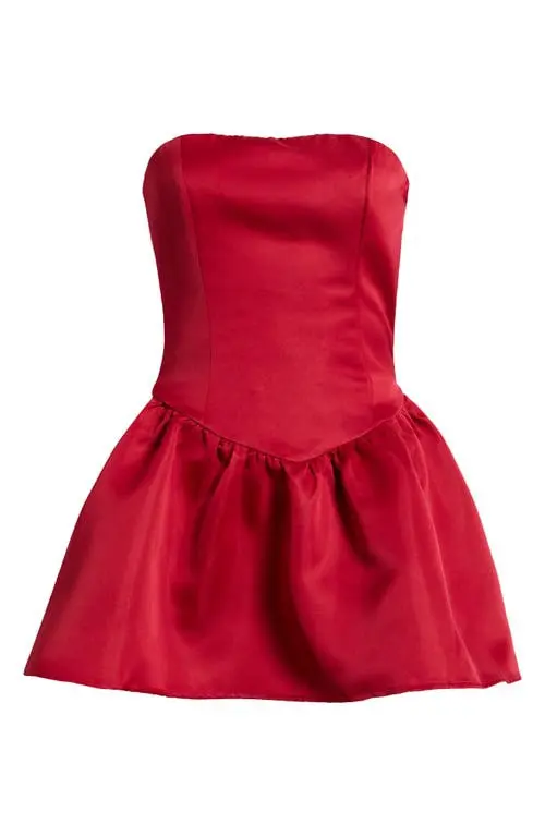 Princess Polly Soft Bloom Drop Waist Minidress - Red