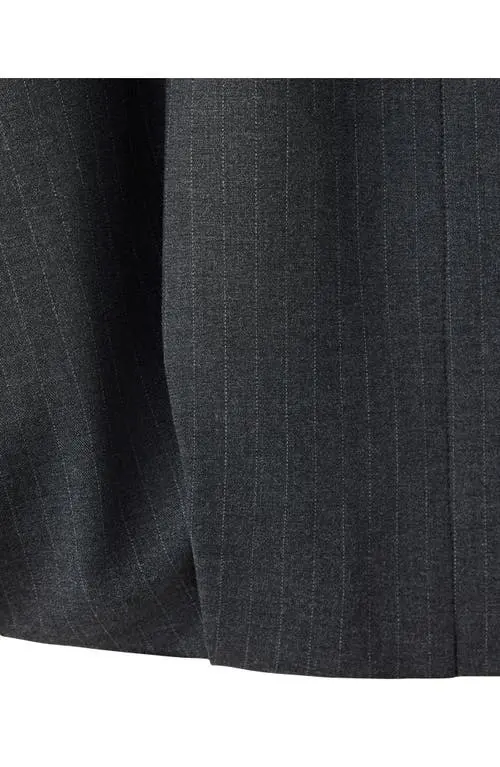 Mango Pinstripe Bomber Jacket