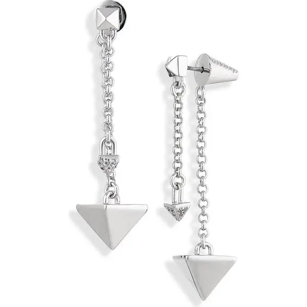 EDDIEBORGO Pavé Pyramid Pendulum Earrings - Silver