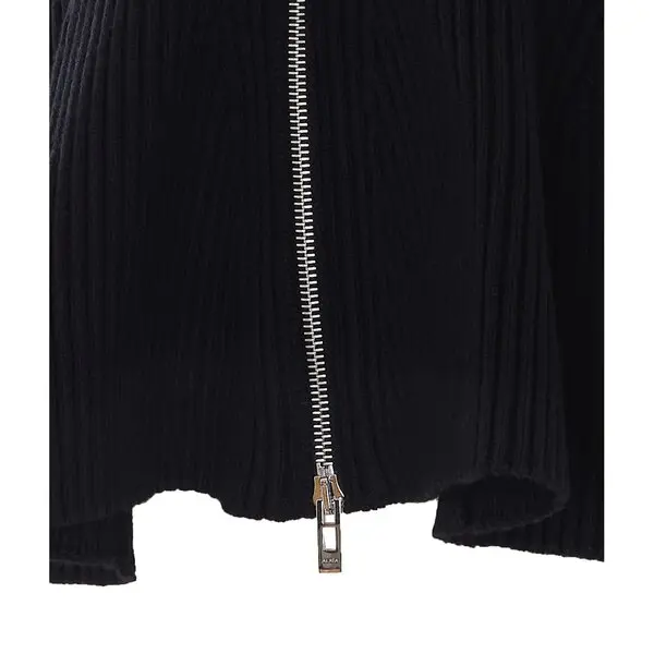 Alaïa Peplum Cardigan With Enginereed Ribs - Black