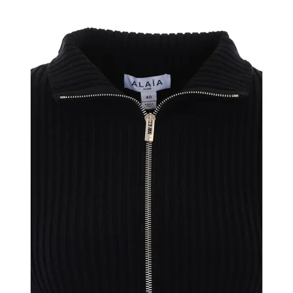 Alaïa Peplum Cardigan With Enginereed Ribs - Black
