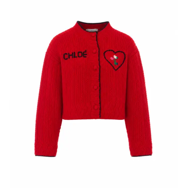 Chloé Logo Cardigan - Red