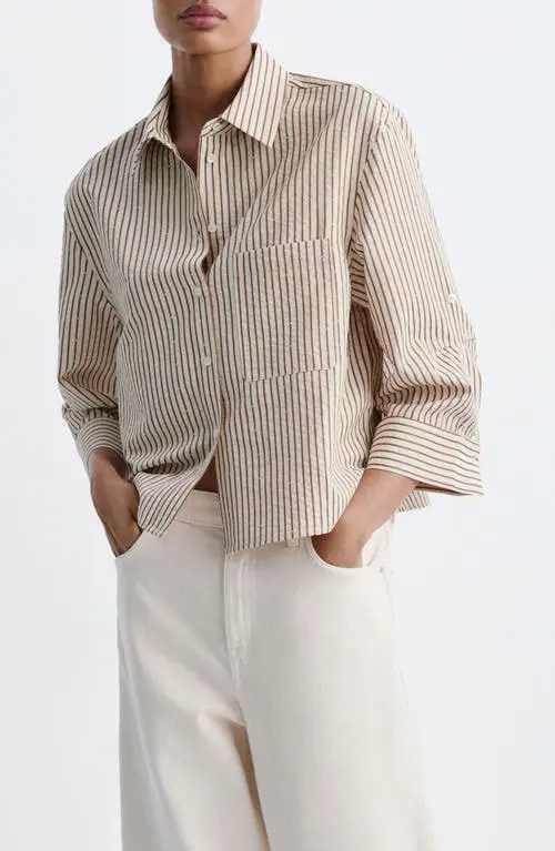 Mango Rhinestone Striped Shirt