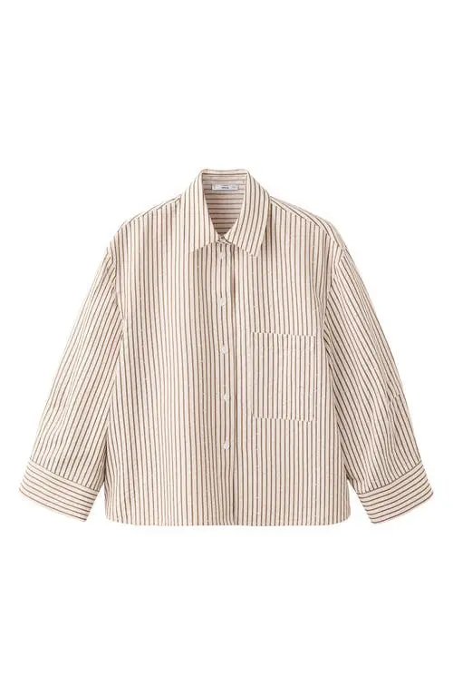 Mango Rhinestone Striped Shirt