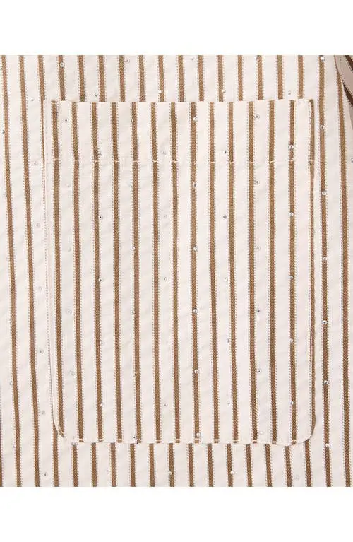 Mango Rhinestone Striped Shirt