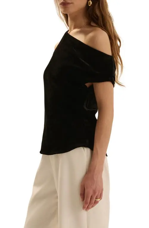 FAVORITE DAUGHTER The Side Note One Shoulder Velvet Top