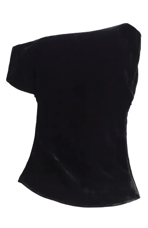 FAVORITE DAUGHTER The Side Note One Shoulder Velvet Top