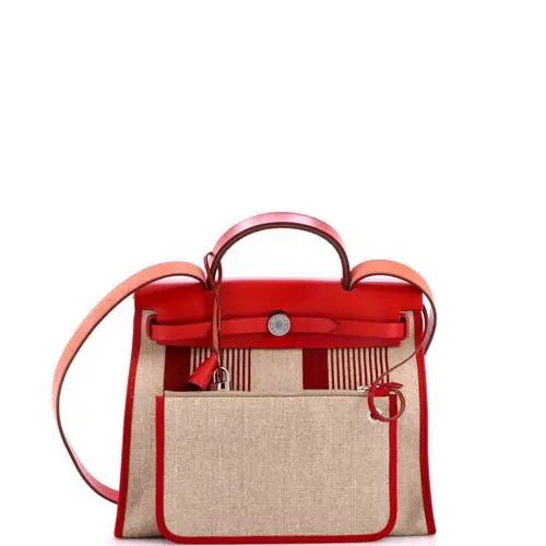 Hermès Herbag Zip H Vibration Toile And Leather 31 - Red