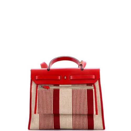 Hermès Herbag Zip H Vibration Toile And Leather 31 - Red