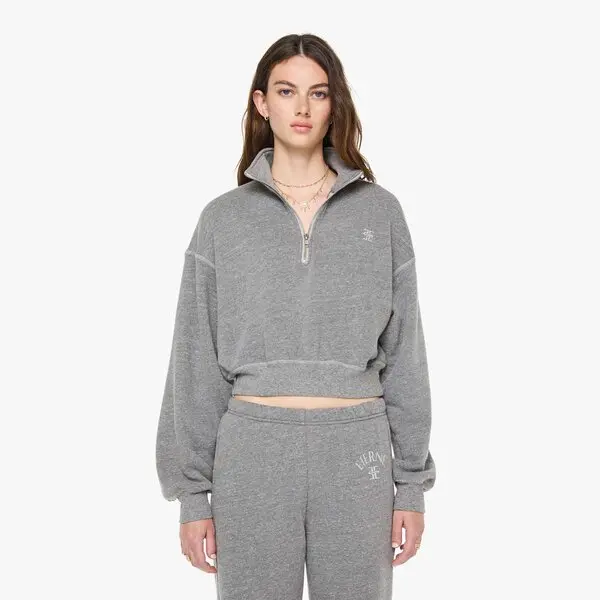 Eterne Cropped Half-zip Sweatshirt Dark Heather - Grey