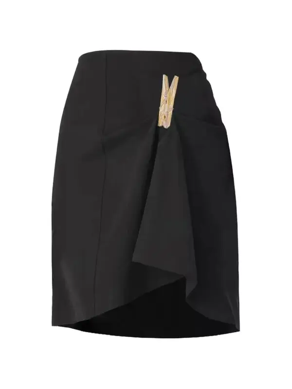 Moschino Clothespin-embroidery Ruffled Mini Skirt
