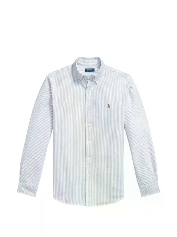 Polo Ralph Lauren Striped Embroidered-logo Shirt - White