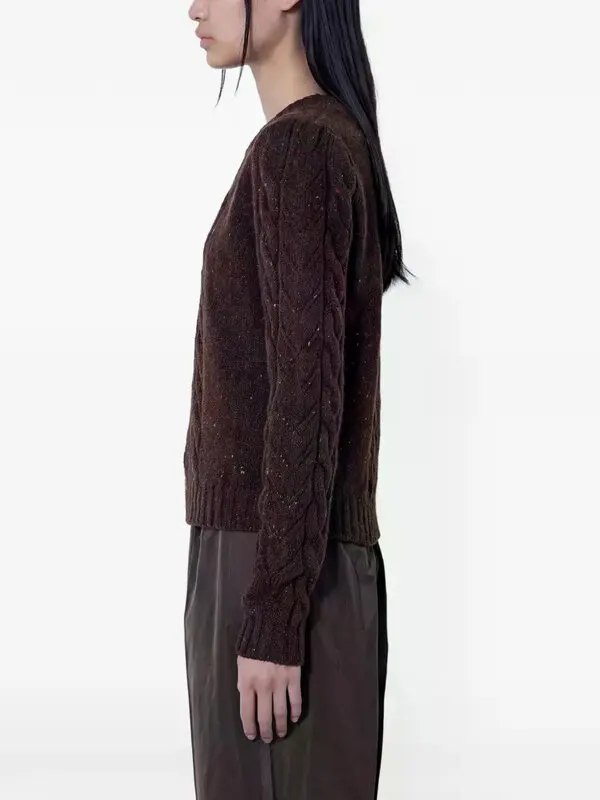 Max Mara Cable-knit Crew Neck Sweater - Brown