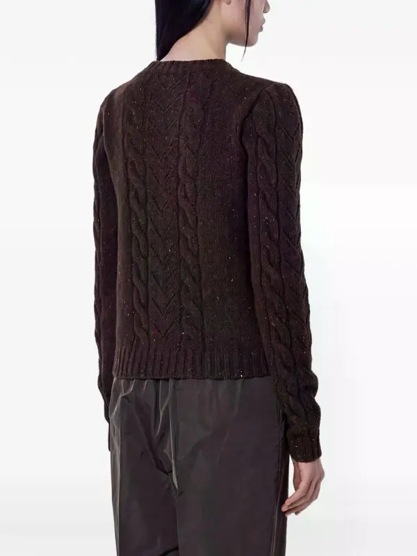 Max Mara Cable-knit Crew Neck Sweater - Brown
