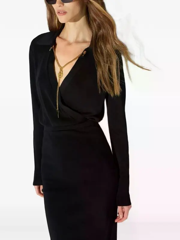 Elisabetta Franchi Viscose Yarn Dress With Jewel