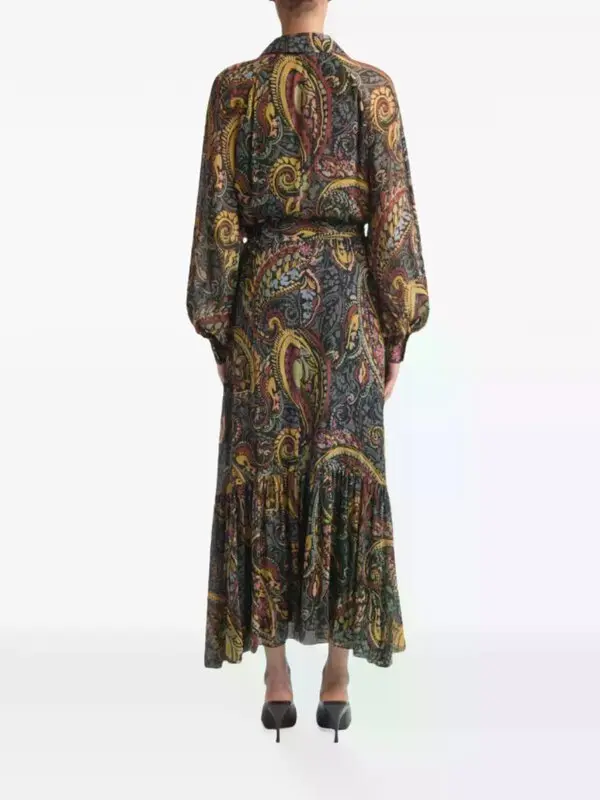 Etro Paisley-print Belted Midi Shirt Dress