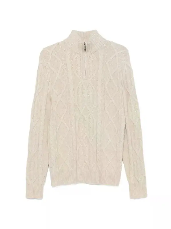 Eric Bompard Cable-knit Zip-neck Sweater