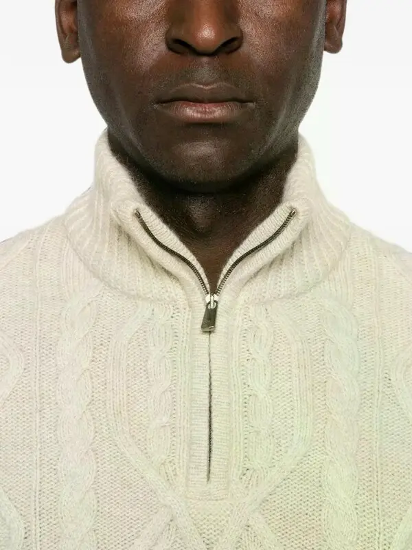 Eric Bompard Cable-knit Zip-neck Sweater