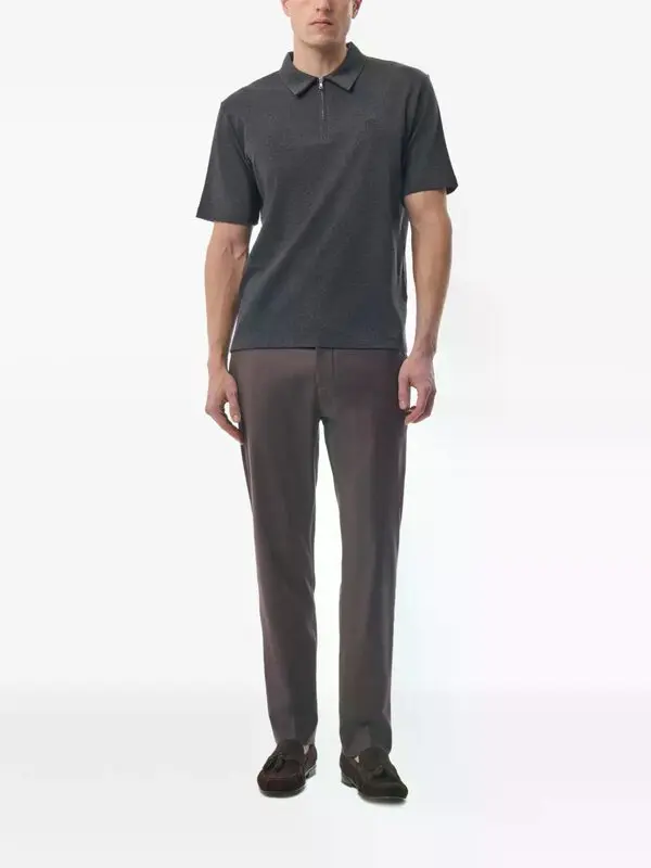 MEGUSTA Melange Zip-up Polo Shirt - Grey