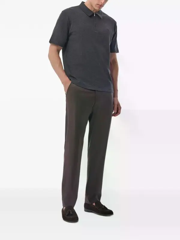 MEGUSTA Melange Zip-up Polo Shirt - Grey