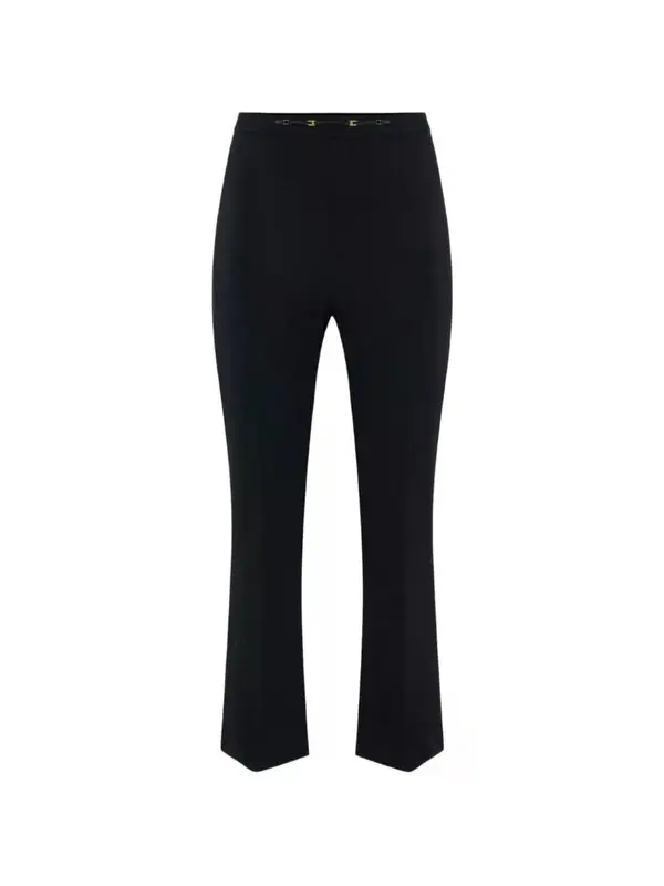 Elisabetta Franchi Trousers In Stretch Double-layer Crêpe Fabric With Jewel Detail - Black