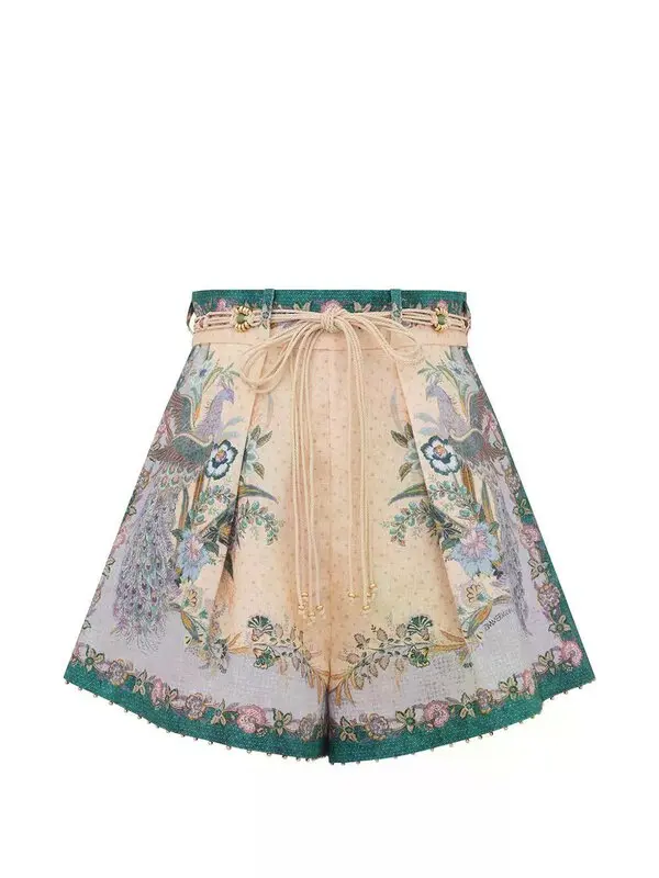 Zimmermann Indra Floral-print Linen Shorts - Neutrals