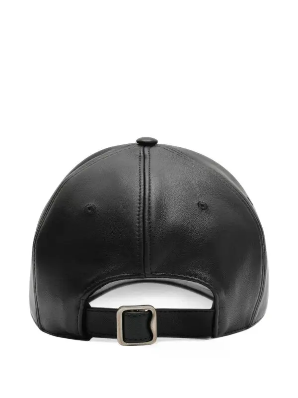 Burberry Embossed Check Leather Baseball Cap