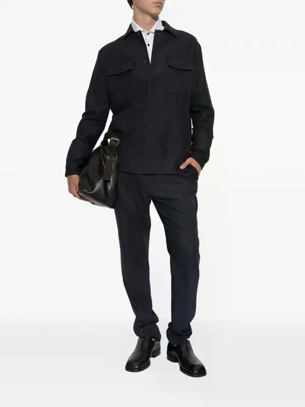 Eleventy Flap-pocket Wool-blend Trousers And Shirt Jacket Set