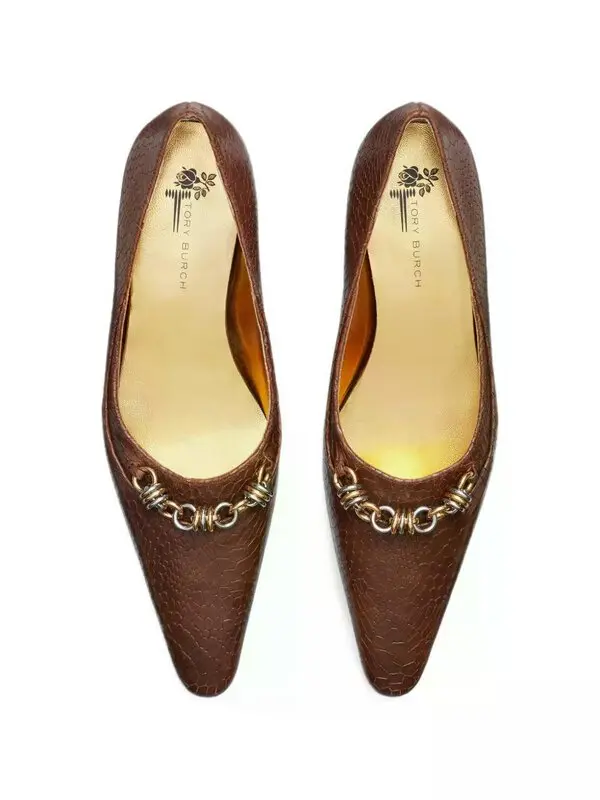 Tory Burch Runway Chain Pumps - Brown