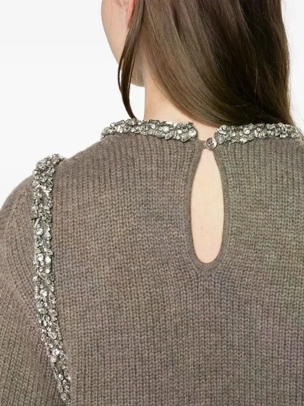 Simkhai Monroe Embellished Cut-out Sweater - Brown