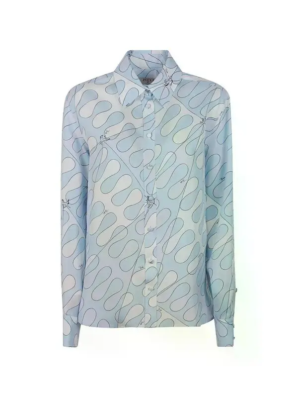 Emilio Pucci Iride-print Silk Shirt - Blue