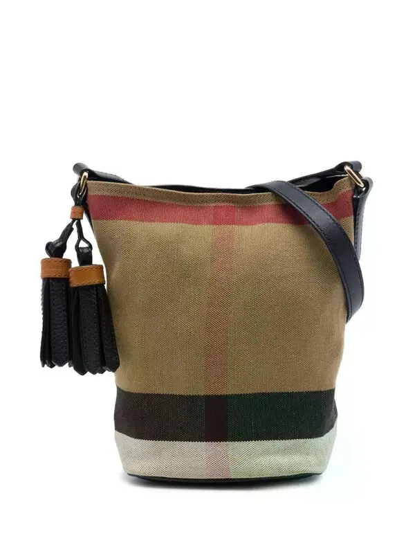 Burberry 2000-2017 Mini Mega Check Canvas Ashby Tassel Bucket Bag