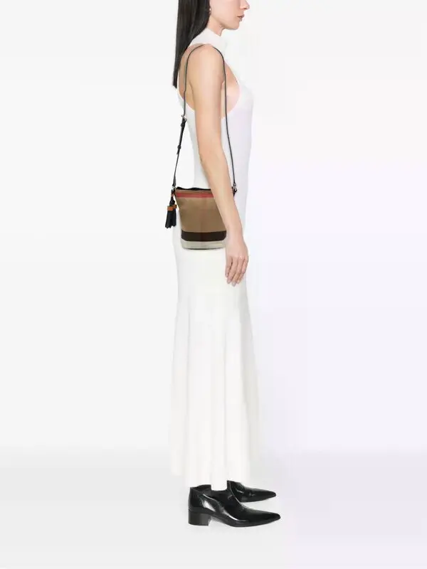 Burberry 2000-2017 Mini Mega Check Canvas Ashby Tassel Bucket Bag